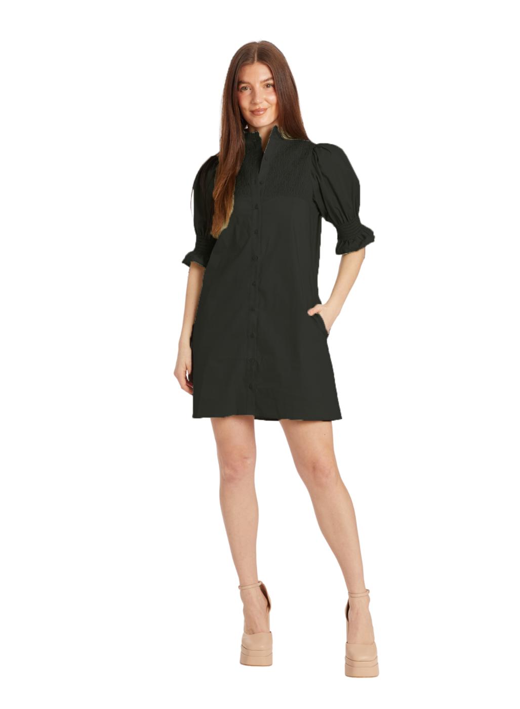 Aubrey Smocked Dress - Black – Manymoons