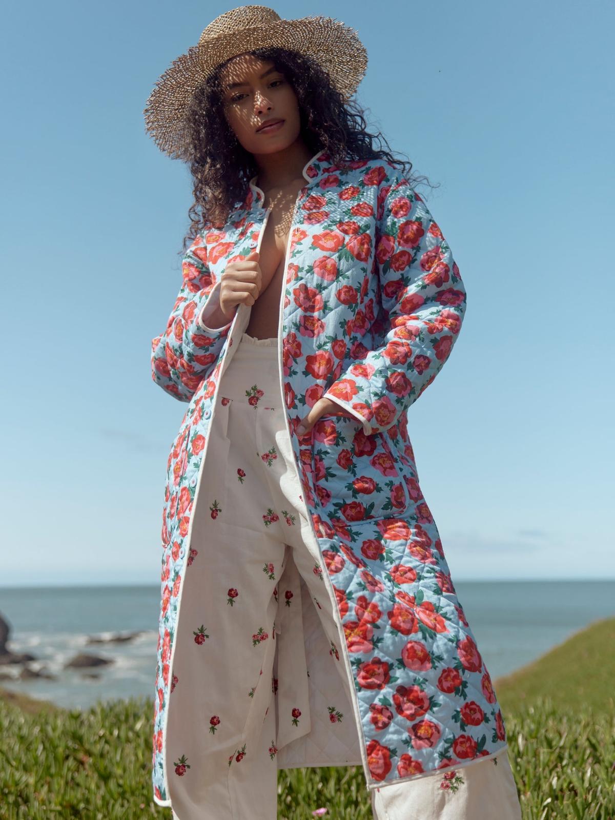 Janean Reversible Jacket - Sugar/Salsa Ditsy Floral Embroidery/Clear S – Manymoons